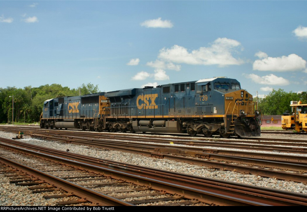 Layover Power CSX 739 & 8777 sitting in the yard on May 25th, 2012